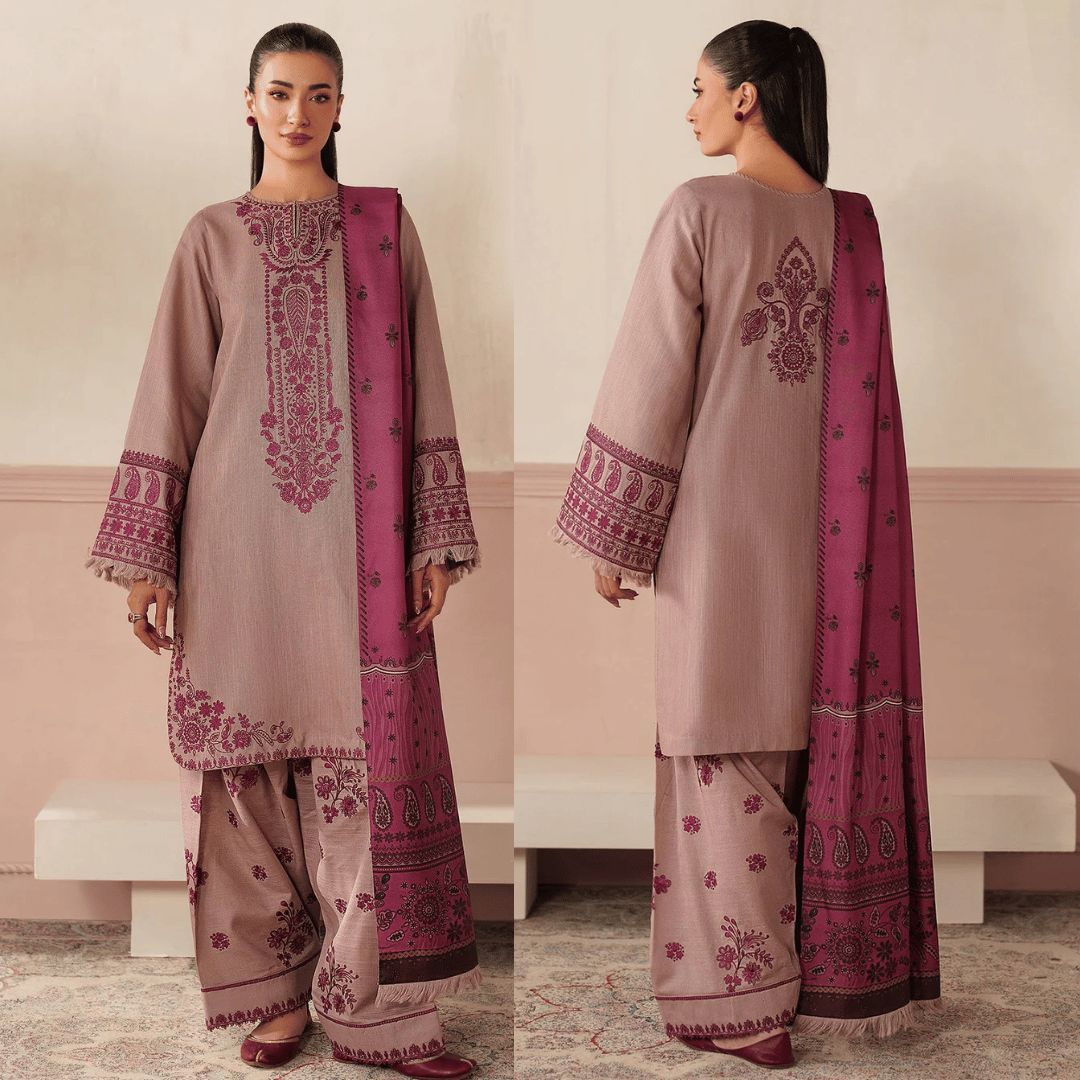 Baroque - 3PC Dhanak Embroidered Suit - VL1270 – Veezal